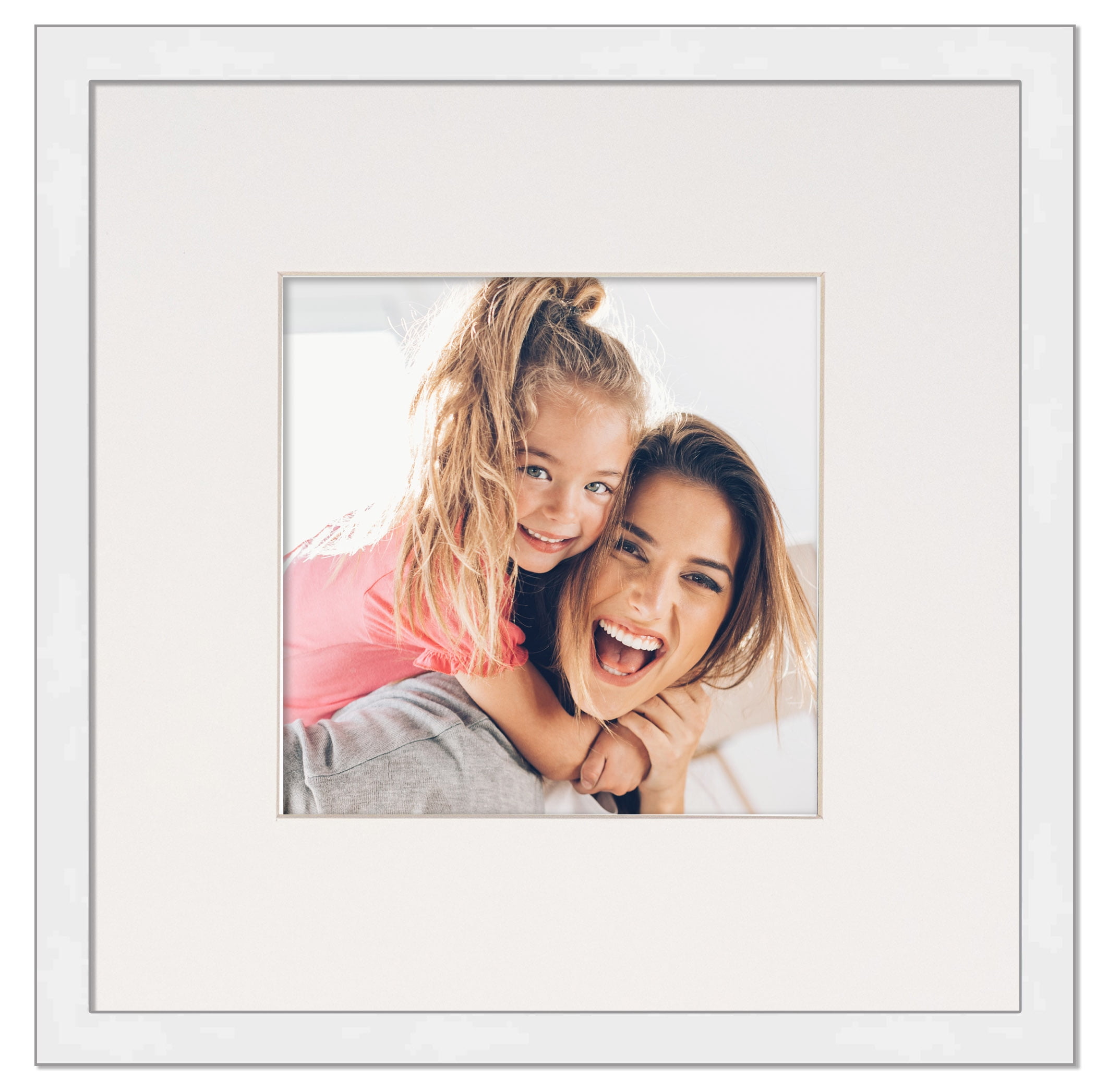 2x2 Frame with Mat - White 6x6 Frame Wood Made to Display Print or ...