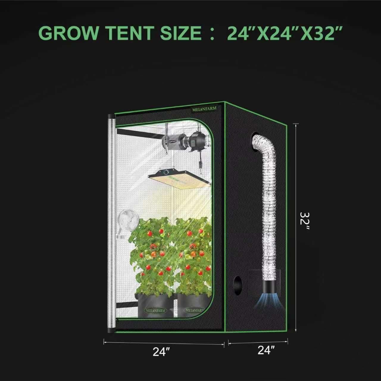2x2 Grow Tent, 24"x24"x32" Double Transparent Viewing Door Indoor Grow ...
