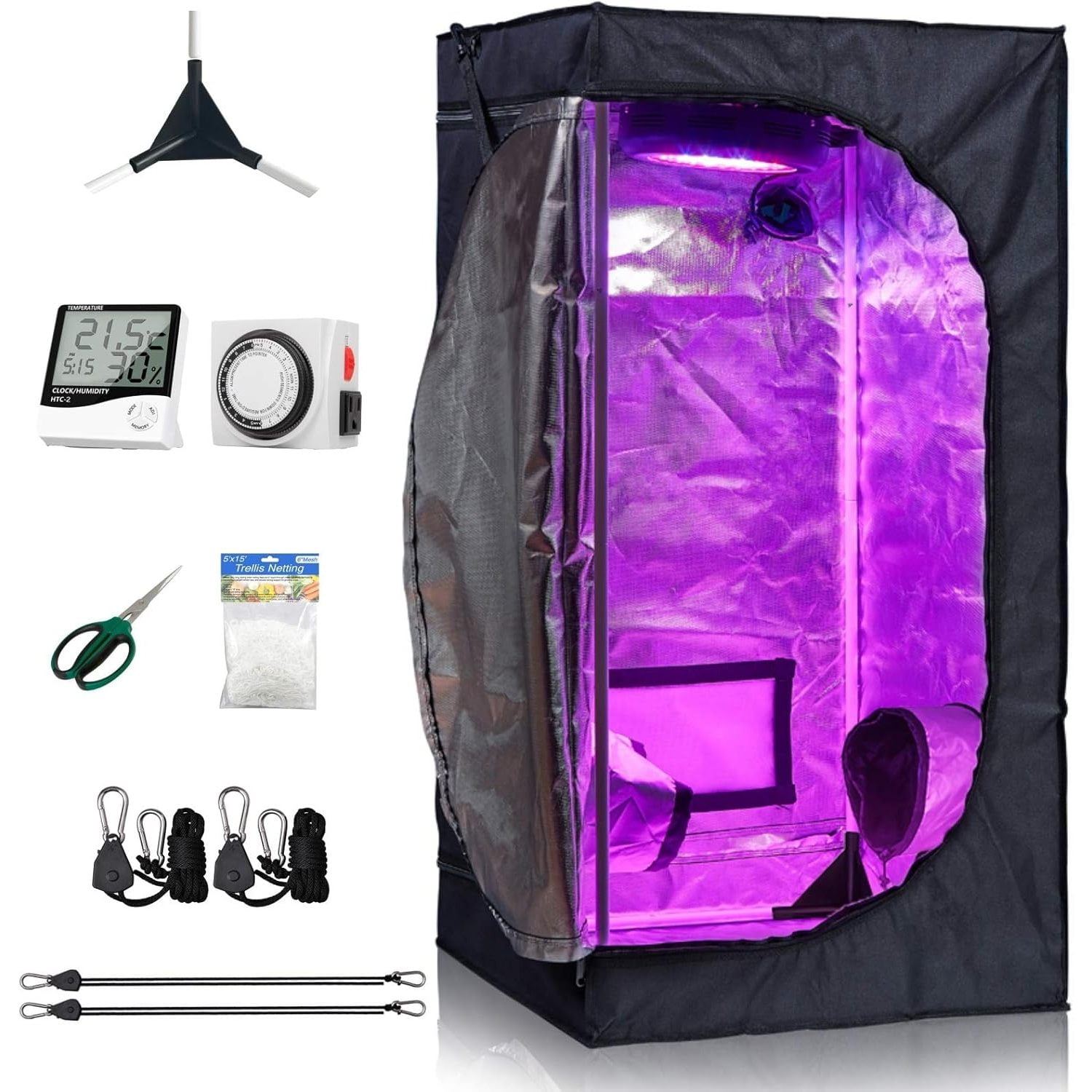 2x2 Grow Tent, 24''x24''x48'' Indoor Plants Growing Dark Room with ...