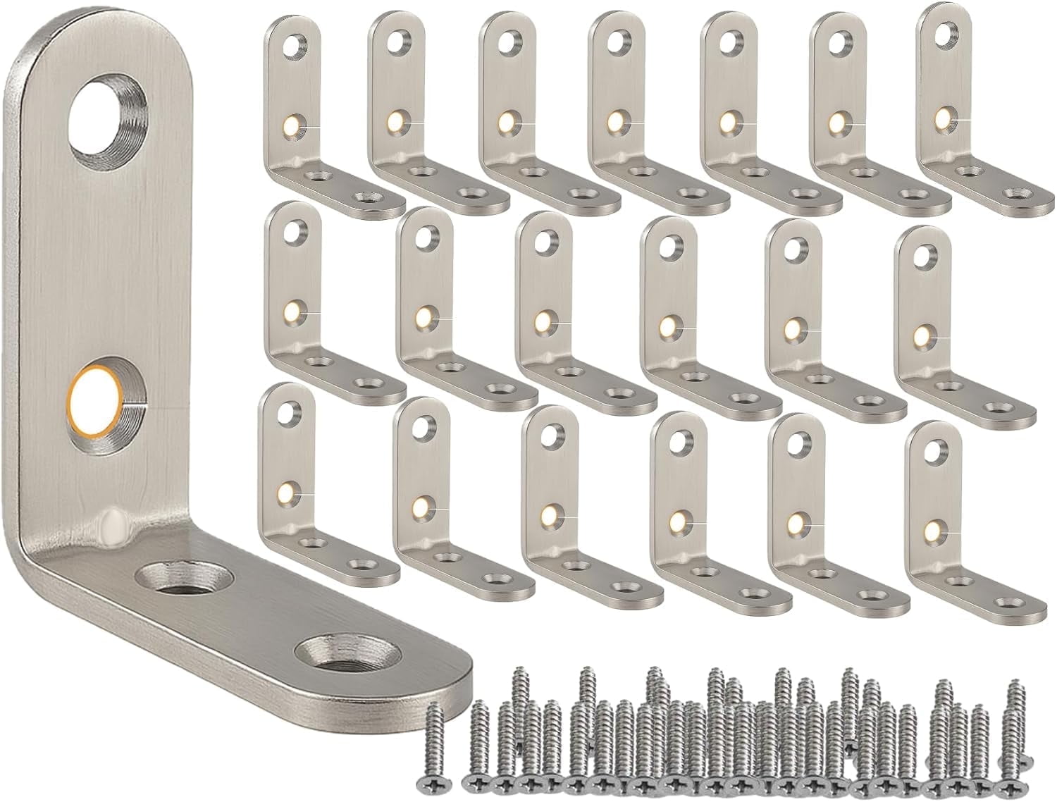 2x2 Inch L Bracket, Steel Construction, Zinc Plated, Heavy Duty 4-Hole ...