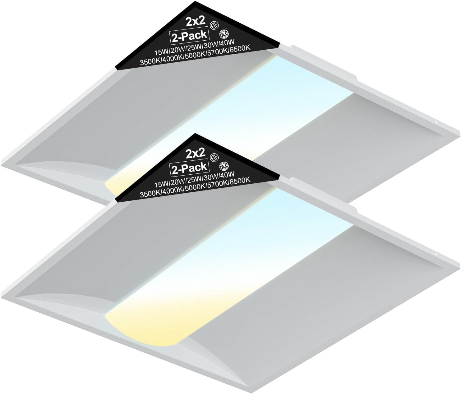 2x2 Troffer Panel Light, -Lit Center Basket, 2-, 5W & 5CCT Selectable ...