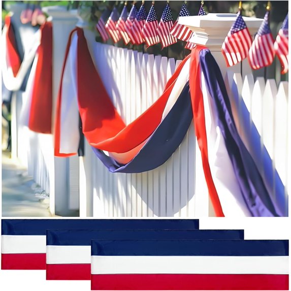 2x20 Ft Red White and Blue Banner Decorations 3 Pack,4th of July ...