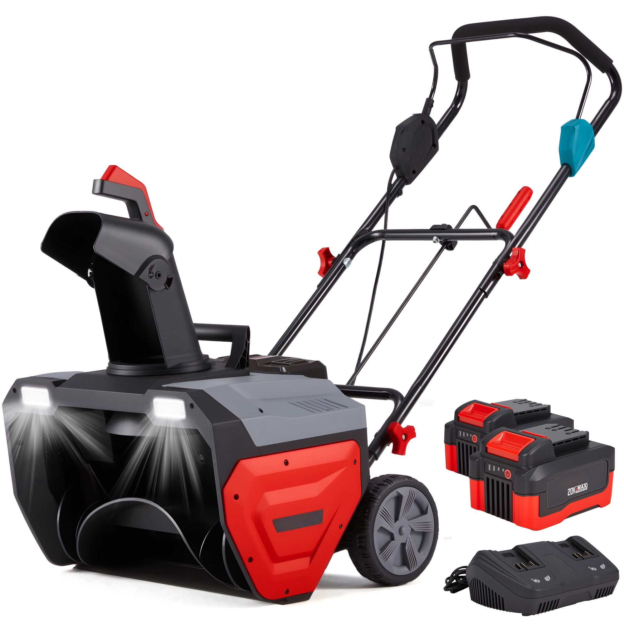 2x20V Vicluke Cordless Snow Blower, 20-Inch Electric Power with 1000W Brushless Motor,LED Light ...