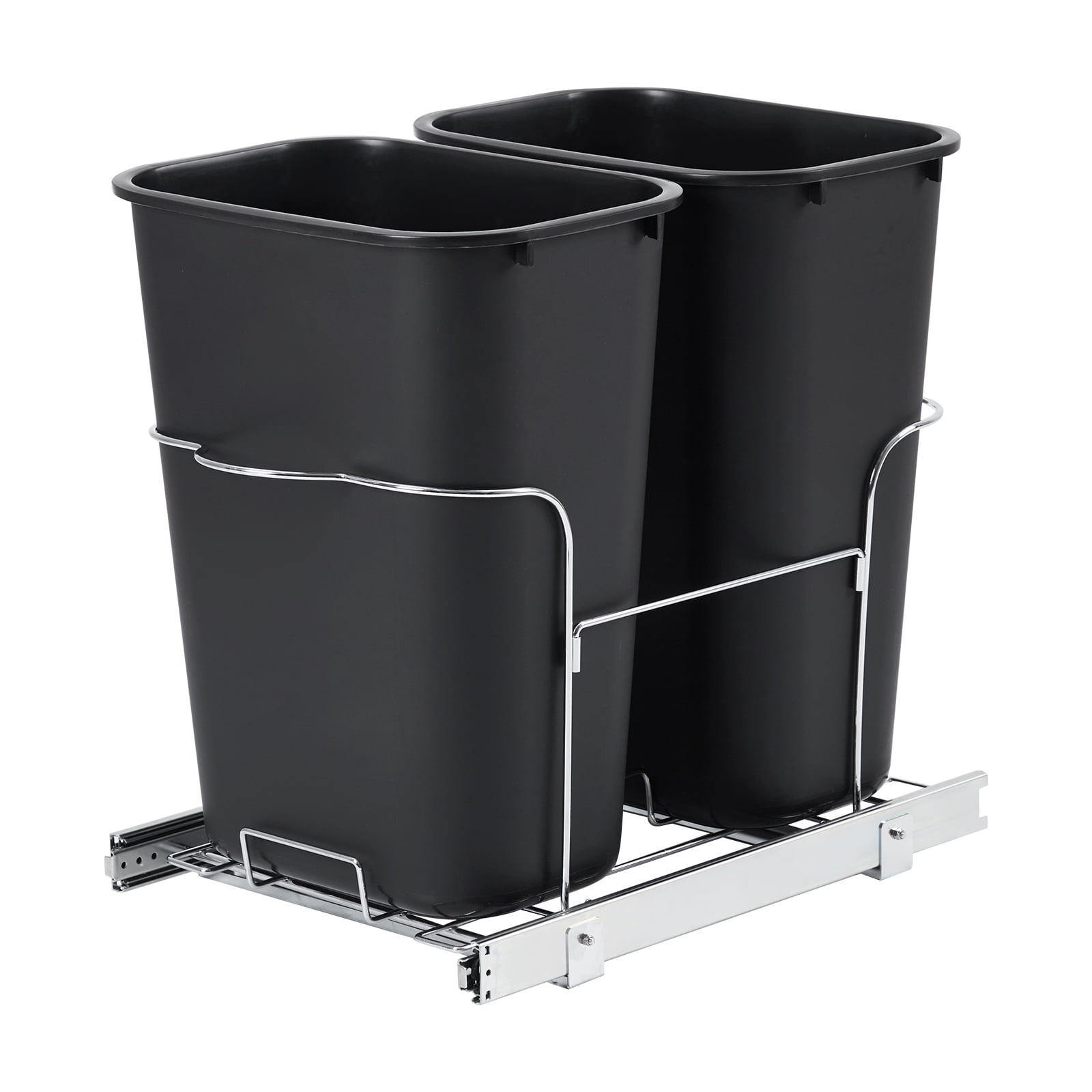 2x25 QT Double Bin Pullout Trash Can for Under Kitchen Cabinet, Space ...