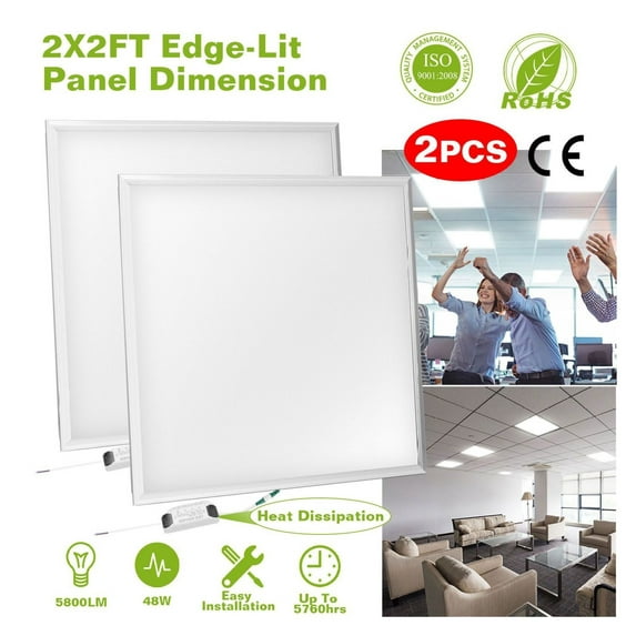 2x2FT LED Panel Light 48W, 5800LM, 7000K, 150W Equivalent, Recessed ...
