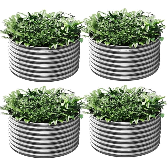 2x2FT Round Corrugated Galvanized Steel Raised Garden Bed Outdoor ...