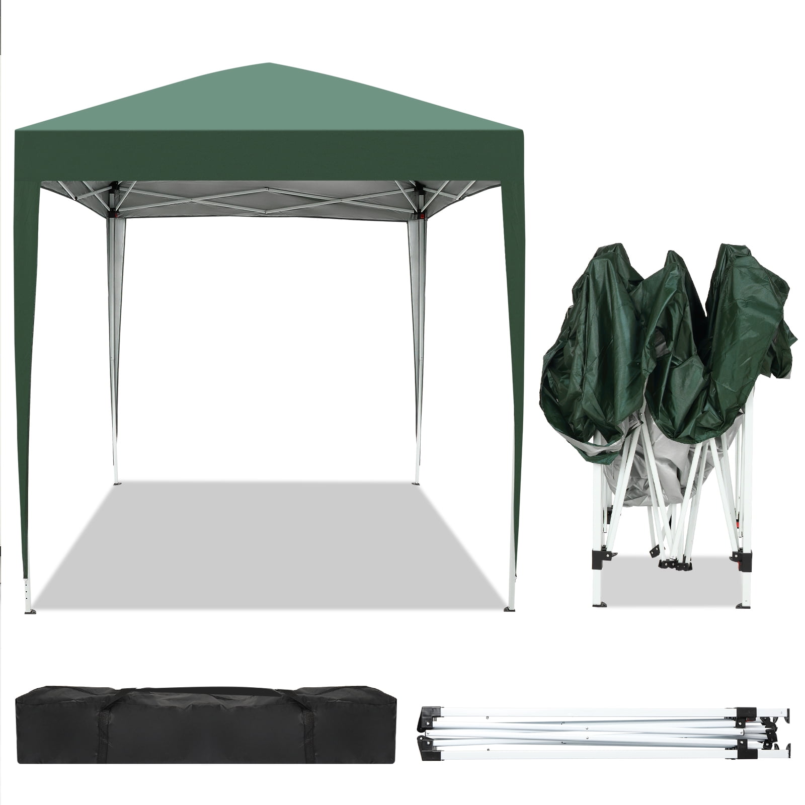 2x2m Green Waterproof Pop-Up Tent - 210D Oxford Canopy with Steel Frame ...