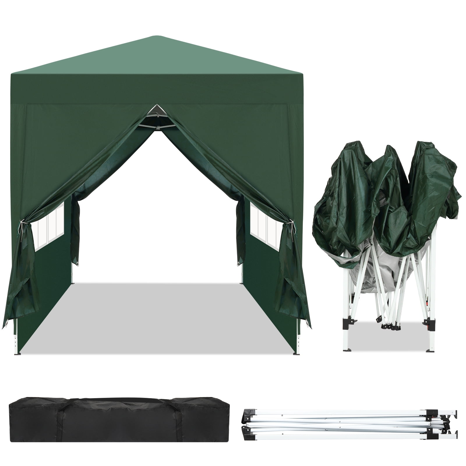 2x2m Instant Pop Up Tent - Green Waterproof Camping Tent with 2 Doors ...