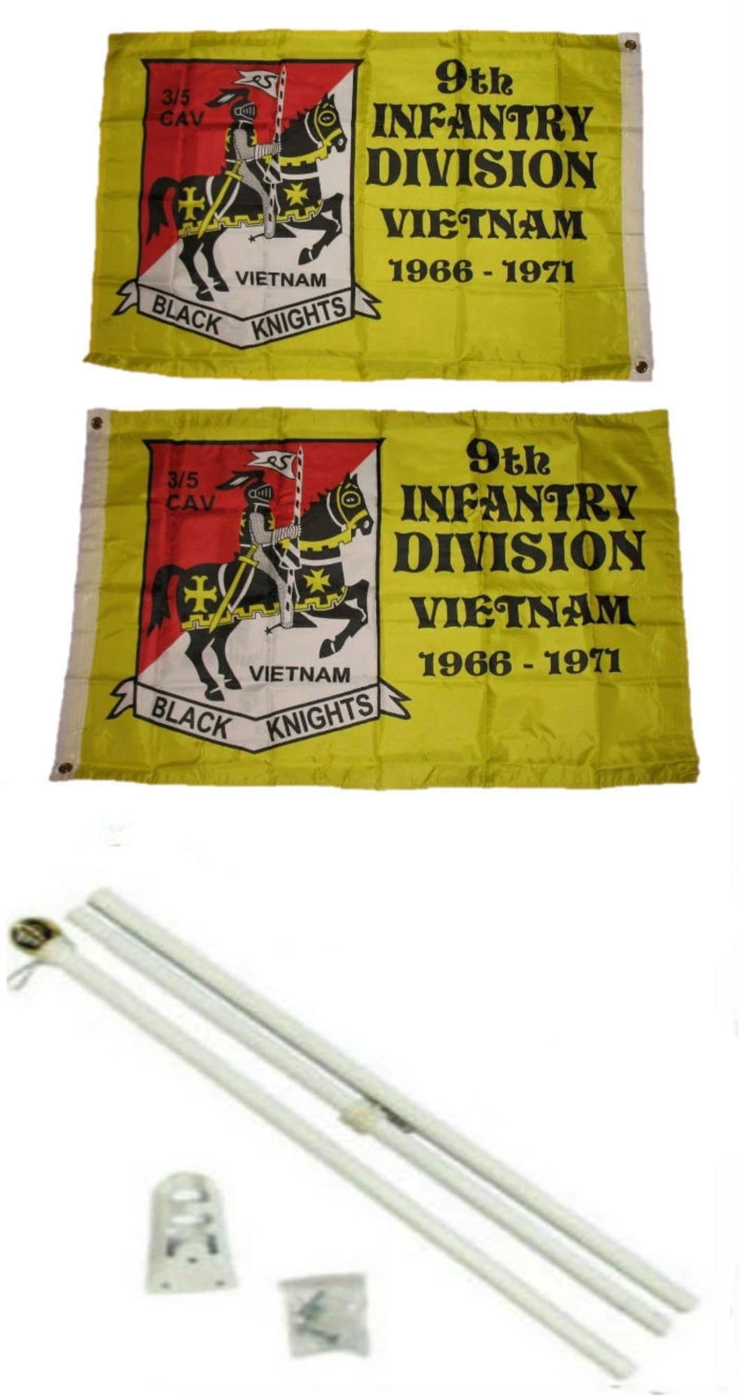 2x3 2'x3' 9th Infantry Division 2ply Flag White Pole Kit Gold Ball Top ...