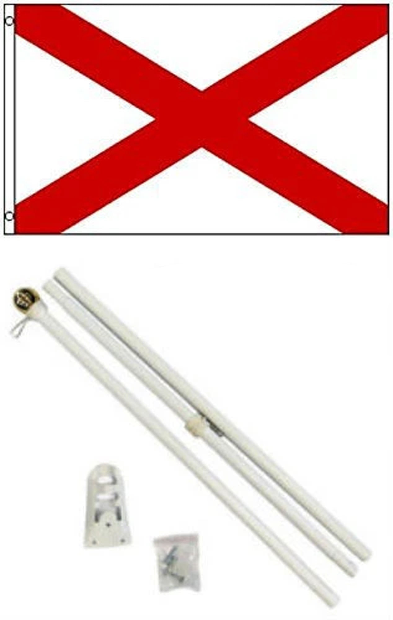2x3 2'x3' St. Patrick's Cross Flag White Pole Kit Gold Ball Top ...