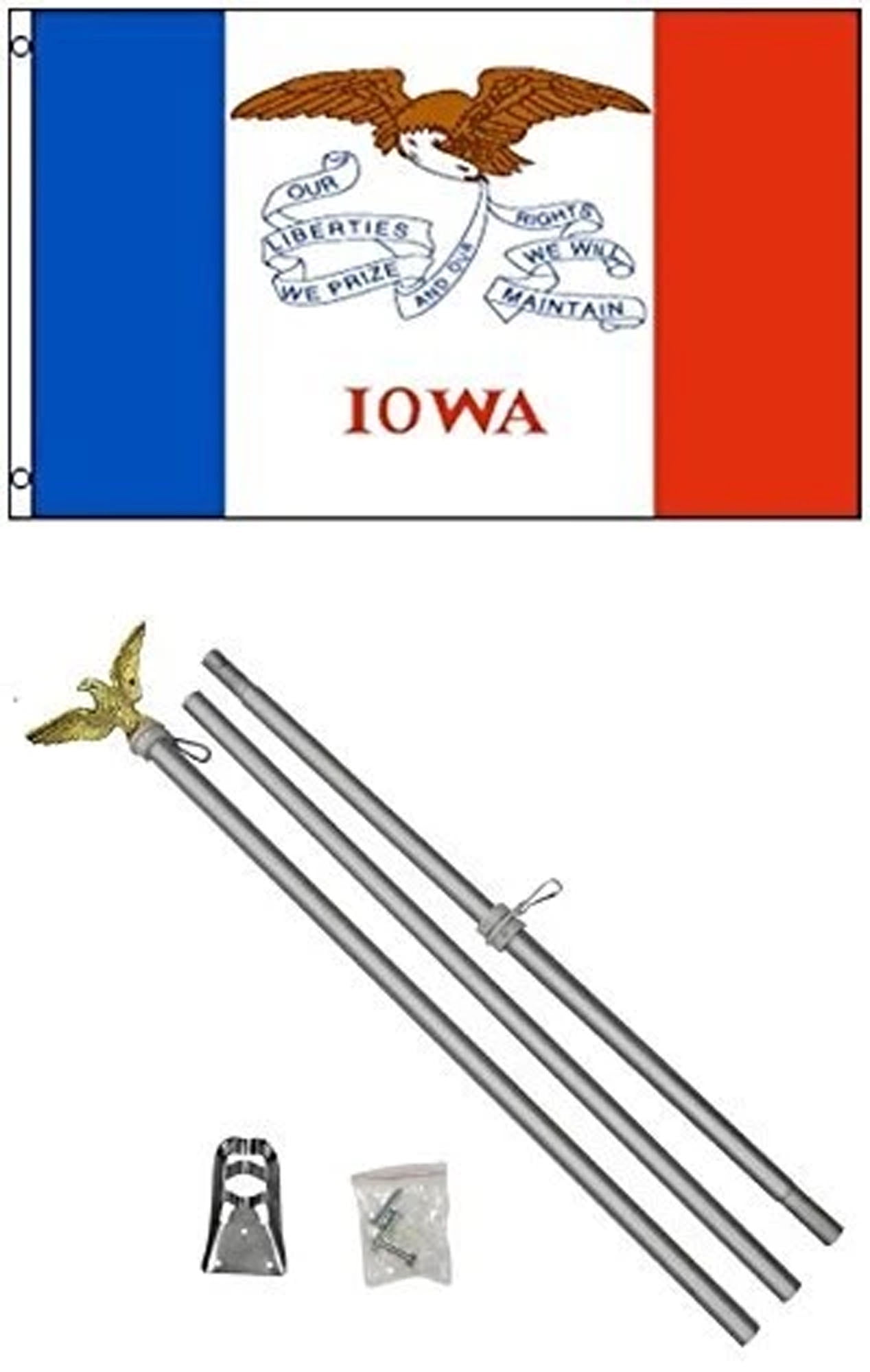 2x3 2'x3' State of Iowa Flag Aluminum Pole Kit Set - Walmart.com