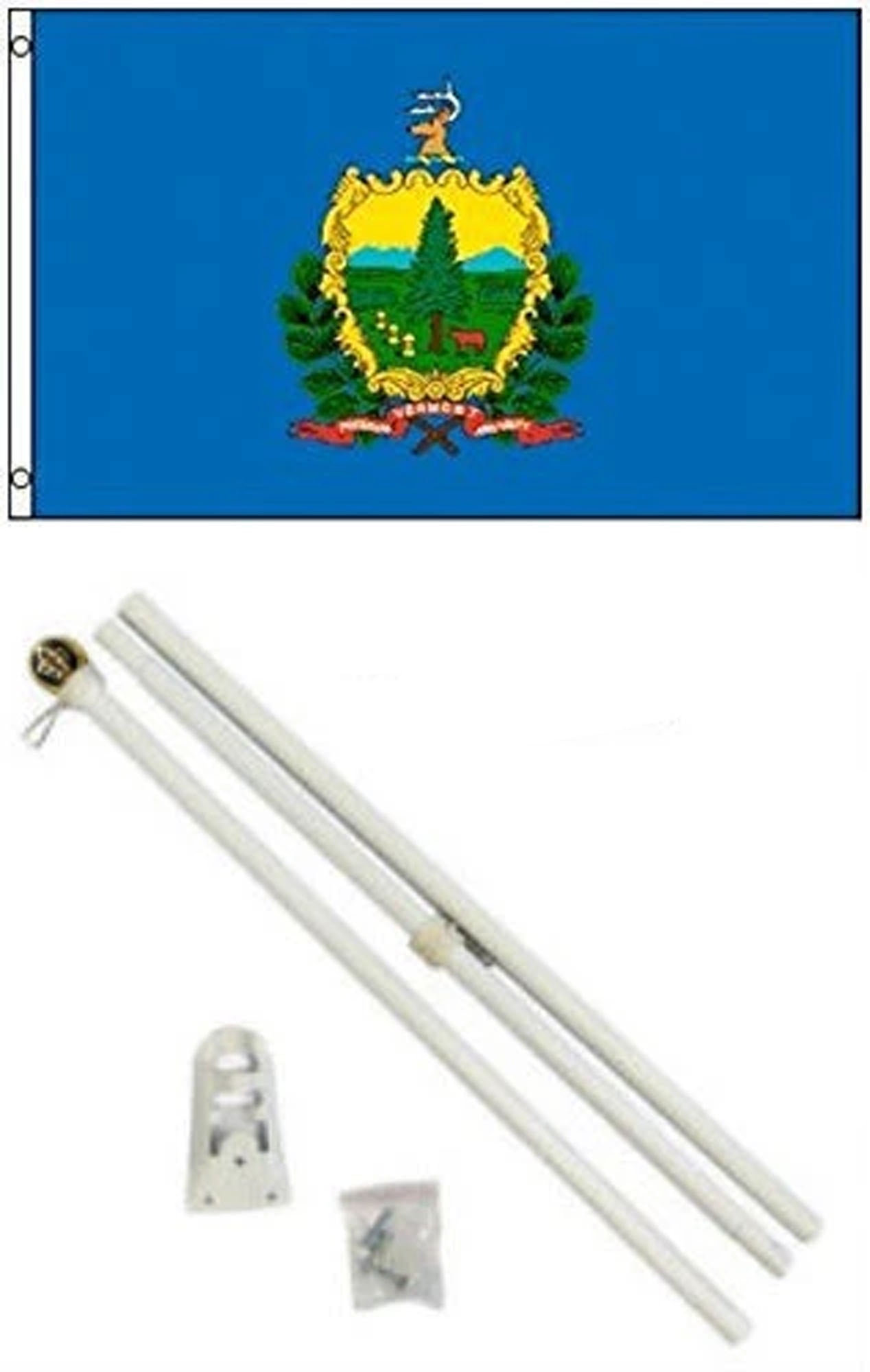 2x3 2'x3' State of Vermont Flag White Pole Kit Gold Ball Top - Walmart.com