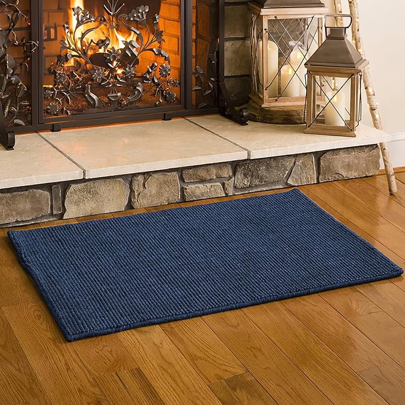 2x3'6" Fireproof Hearth Rug | Ecru Herringbone | Wool Blend Fireplace ...
