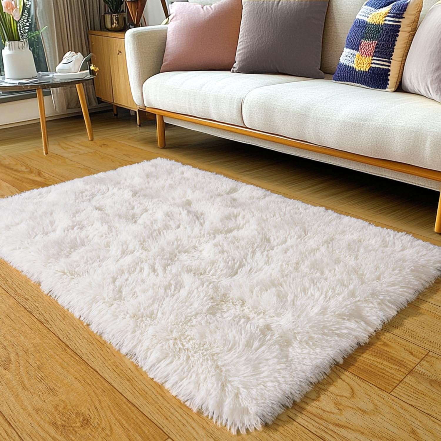 2x3 Area Rugs for Bedroom, Cream White Small Throw Rug for Dorm, Soft ...