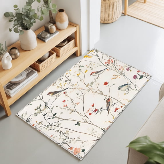 2x3 Bird Small Area Rug for Entryway, Washable Non Slip Low Pile Soft ...