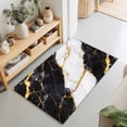 2x3 Black White Marble Small Area Rug for Entryway, Washable Non Slip ...