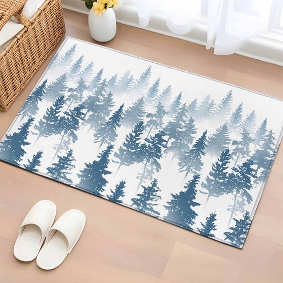 2x3 Door Mat Rug, Blue Forest Non-Skid Rubber Backing Large Rectangle ...