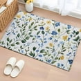 2x3 Door Mat Rug, Blue Yellow Floral Spring Non-Skid Rubber Backing ...