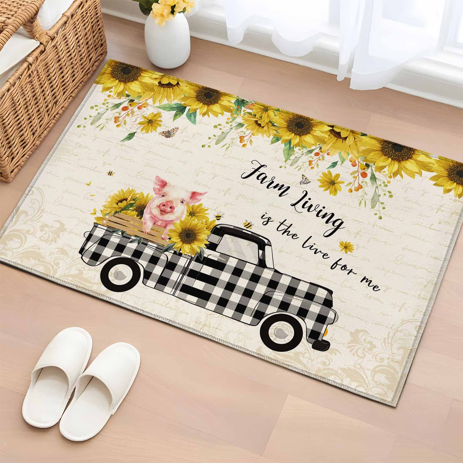 2x3 Door Mat Rug, Cute Pig Non-Skid Rubber Backing Large Rectangle Rugs ...