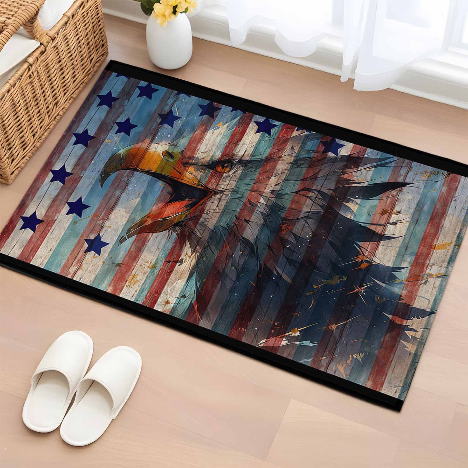 2x3 Door Mat Rug, Eagle Non-Skid Rubber Backing Large Rectangle Rugs ...