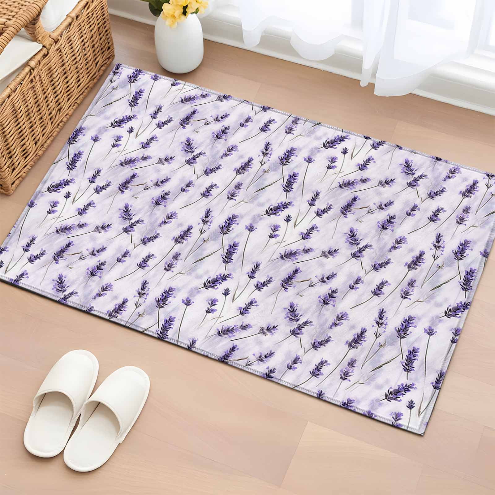 2x3 Door Mat Rug, Lavender Non-Skid Rubber Backing Large Rectangle Rugs ...