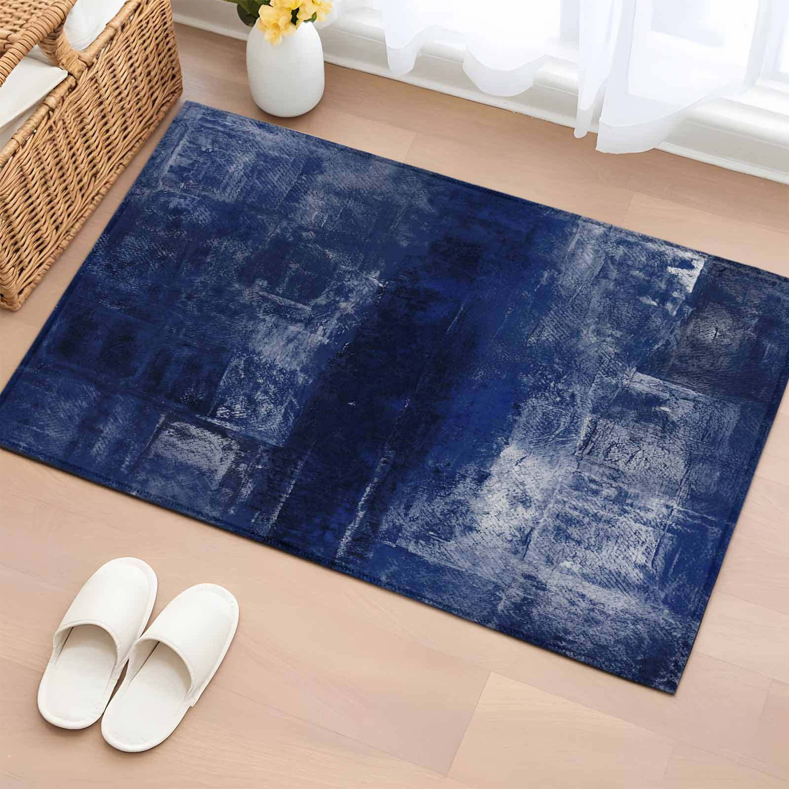2x3 Door Mat Rug, Navy Blue Non-Skid Rubber Backing Large Rectangle ...
