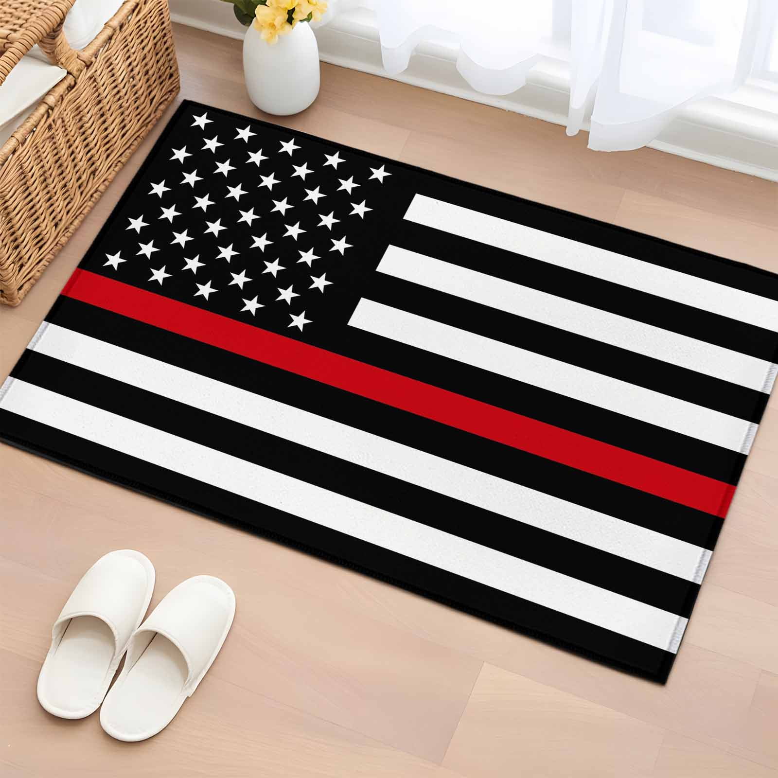 2x3 Door Mat Rug, Red American Flag Non-Skid Rubber Backing Large ...