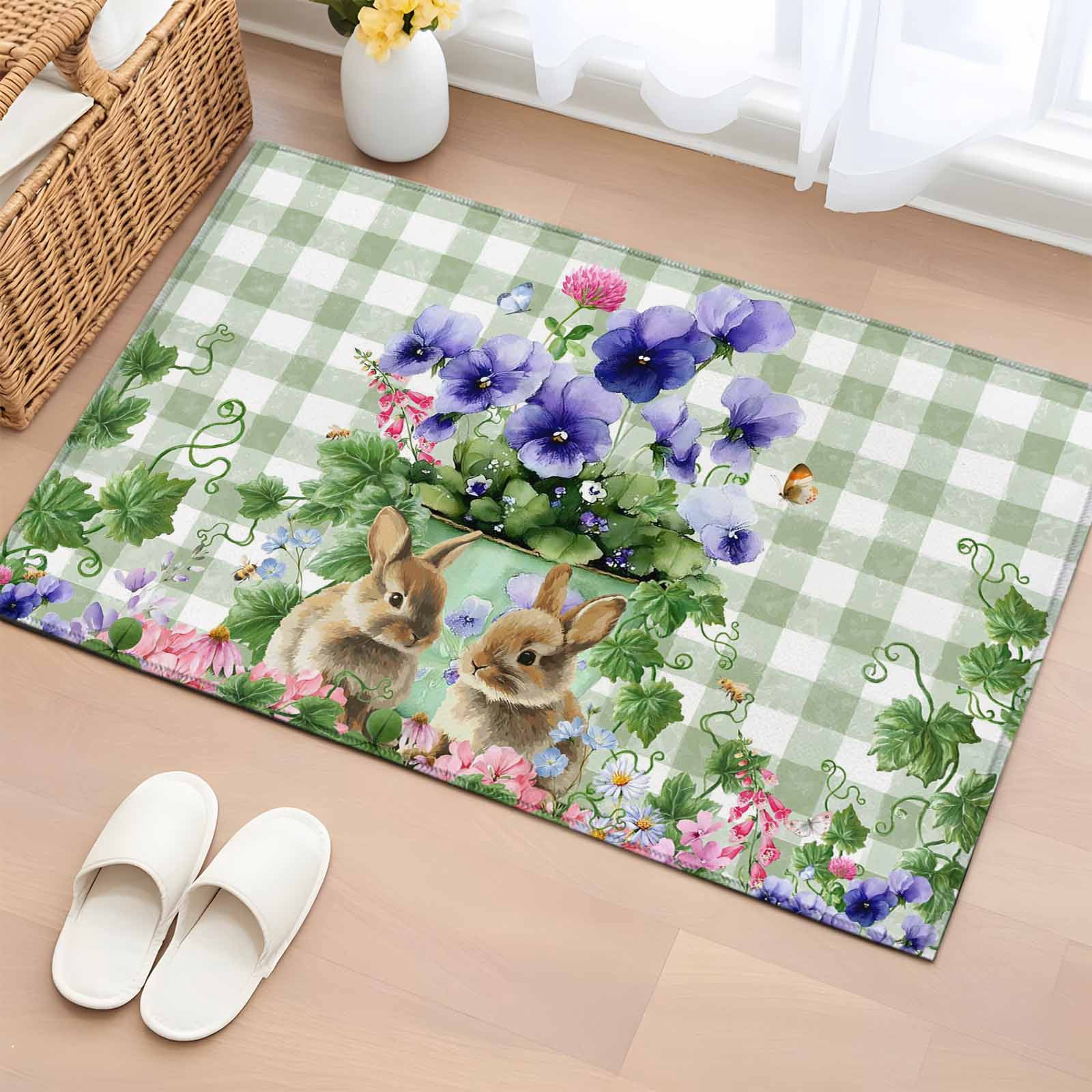 2x3 Door Mat Rug, Spring Easter Non-Skid Rubber Backing Large Rectangle ...