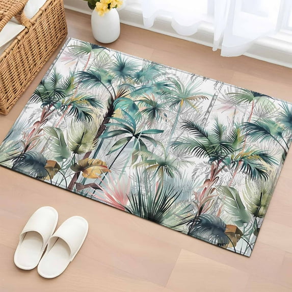 2x3 Door Mat Rug, Summer Palm Trees Non-Skid Rubber Backing Large ...