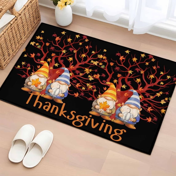 2x3 Door Mat Rug, Thanksgiving Gnomes Non-Skid Rubber Backing Large ...