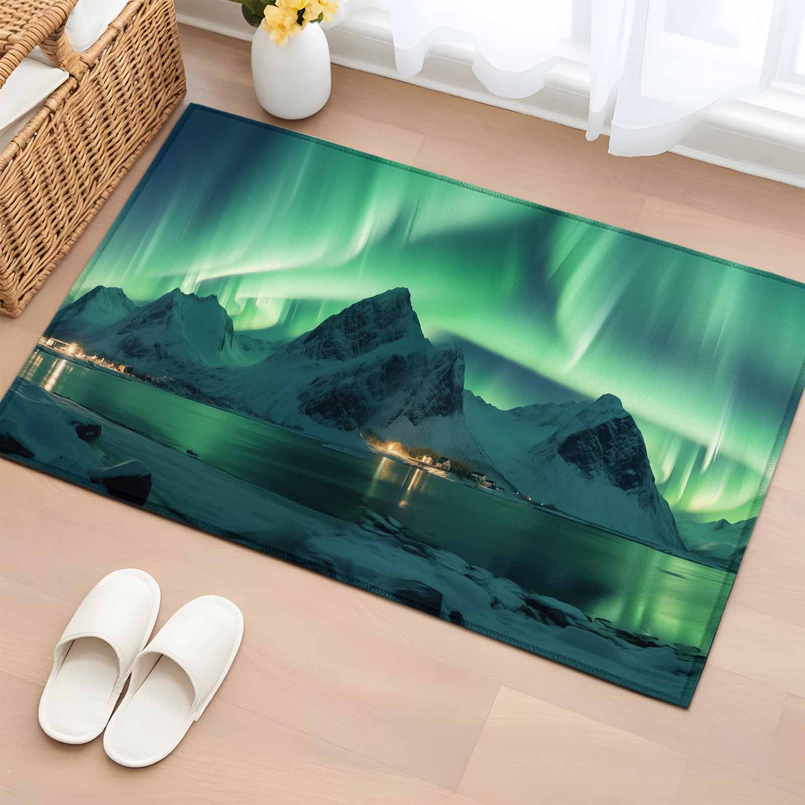 2x3 Door Mat Rug, Turquoise Non-Skid Rubber Backing Large Rectangle ...