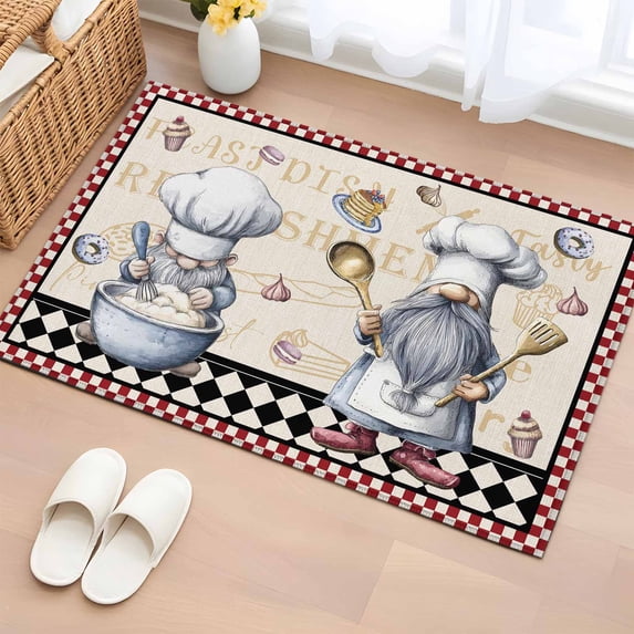 2x3 Door Mat Rug, Vintage Gnomes Non-Skid Rubber Backing Large ...