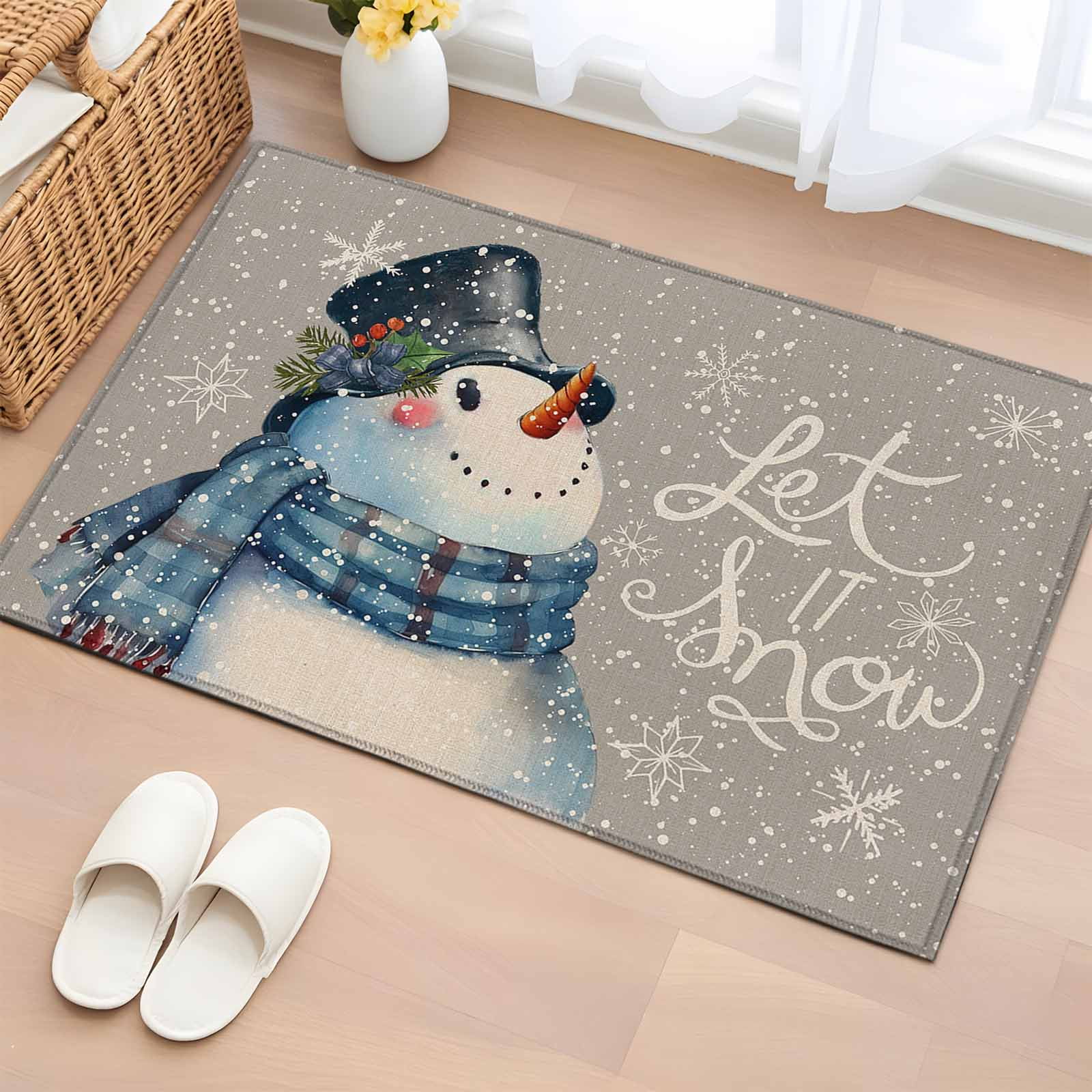 2x3 Door Mat Rug, Vintage Snowman, Non-Skid Rubber Backing Large ...
