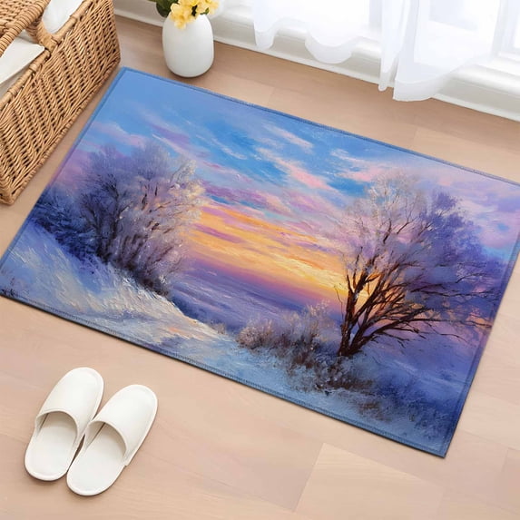 2x3 Door Mat Rug, Winter Landscapes Non-Skid Rubber Backing Large ...