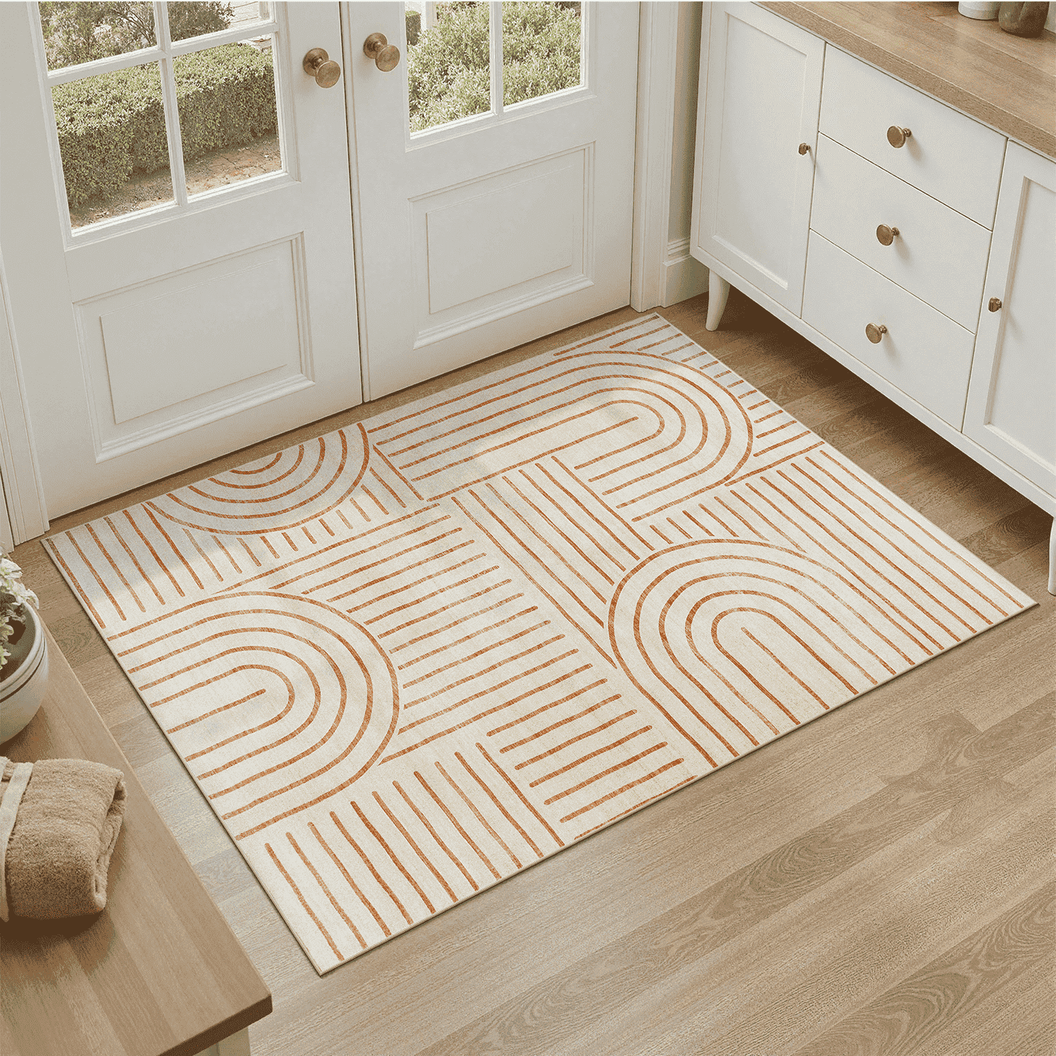2x3 Entryway Rug, Machine Washable, Soft Midcentury Modern Non Slip ...