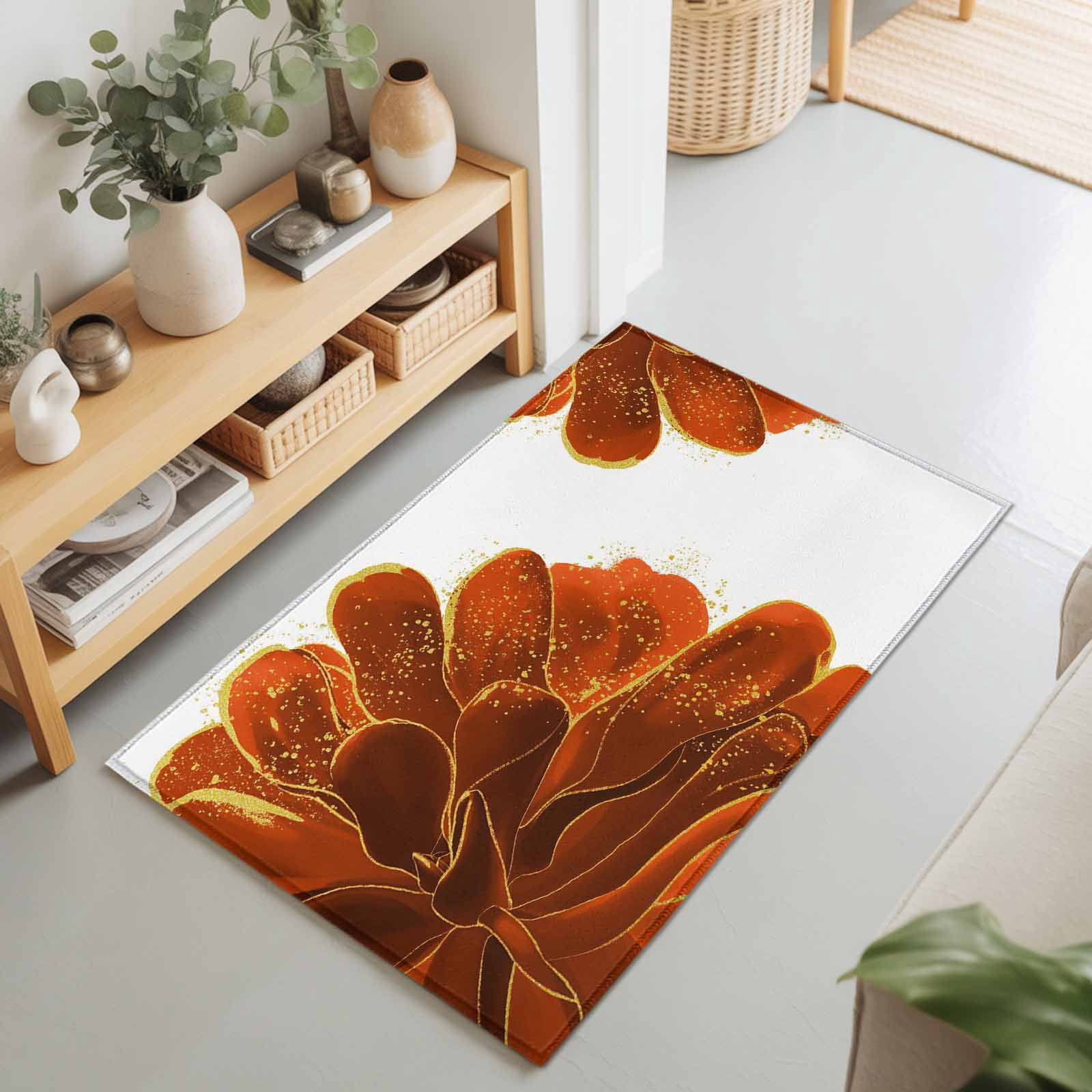 2x3 Floral Abstract Small Area Rug for Entryway, Washable Non Slip Low ...