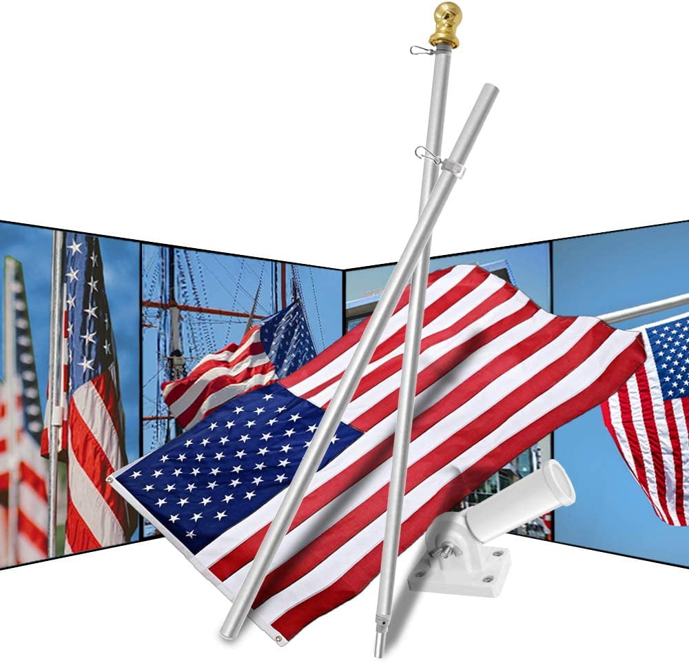 2x3 Ft American Flag & 6 Ft FlagPole & Holder- 210D Polyester US Flag ...