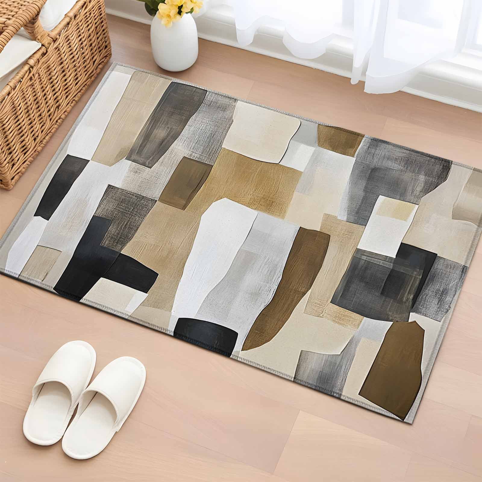 2x3 Ft Entryway Area Rug, Abstract Color Blocks Kitchen Rug Runner ...