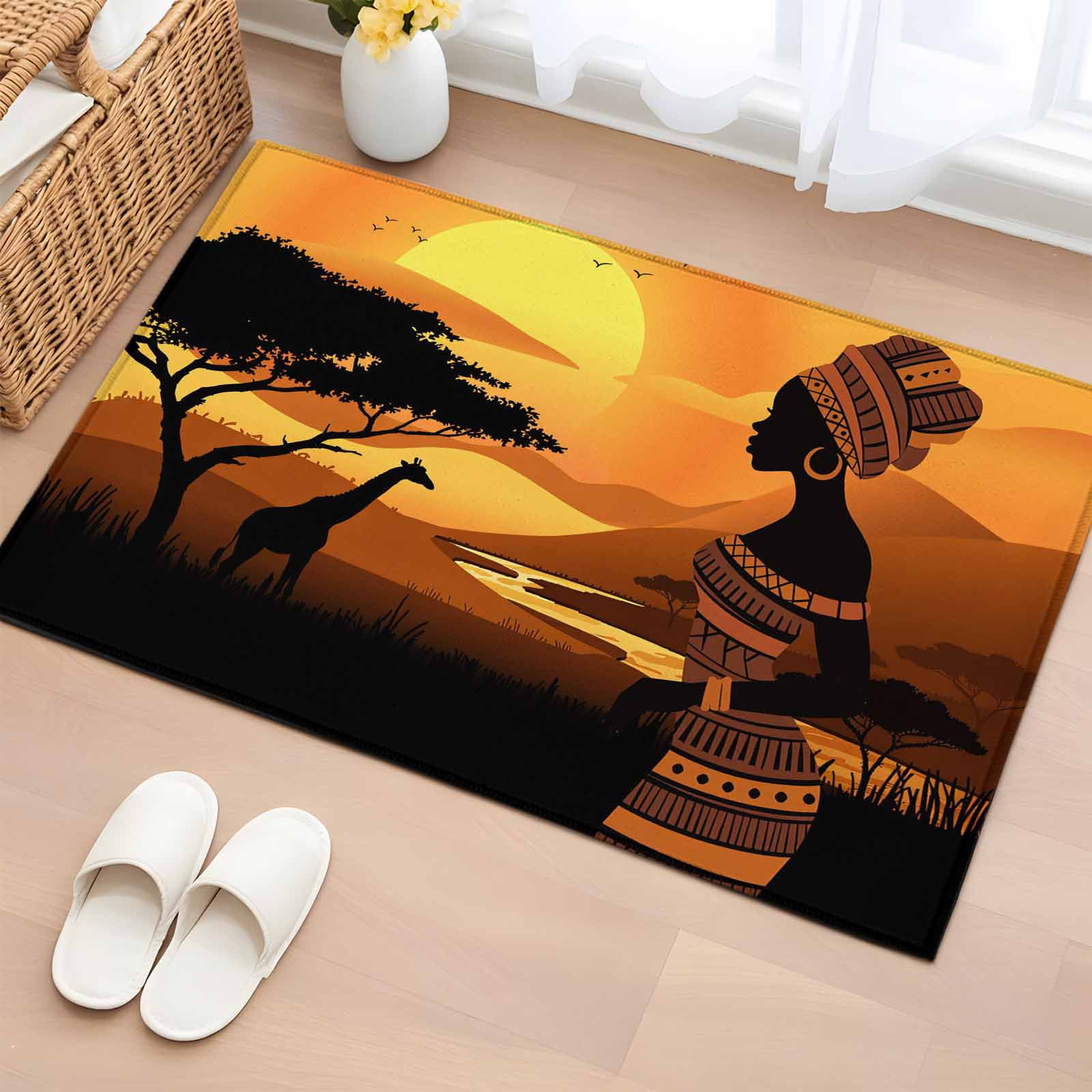 2x3 Ft Entryway Area Rug, Africa Black Women Kitchen Rug Runner ...