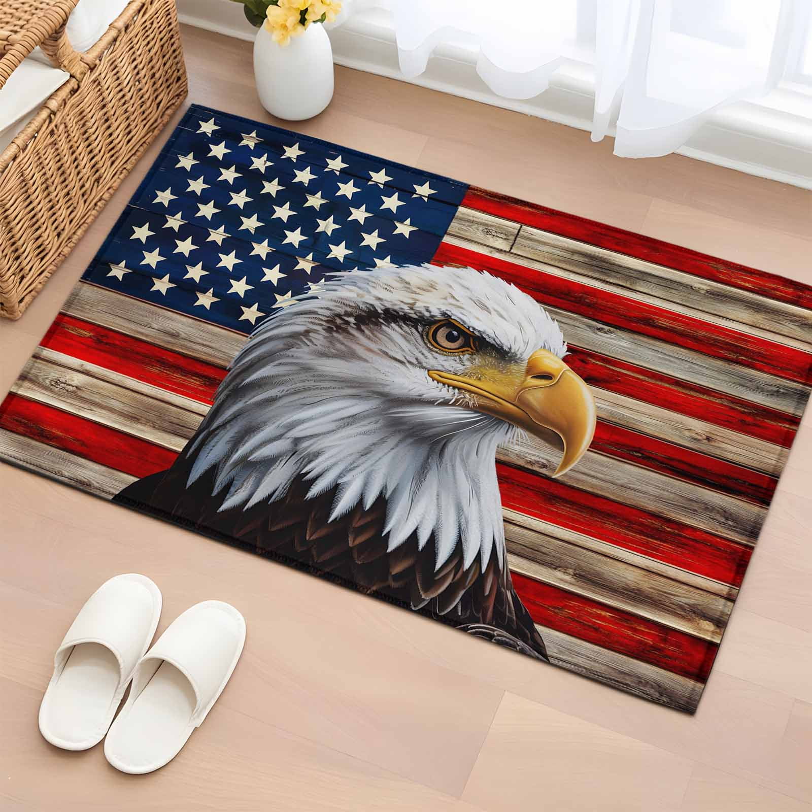 2x3 Ft Entryway Area Rug, American Flag Kitchen Rug Runner Washable ...