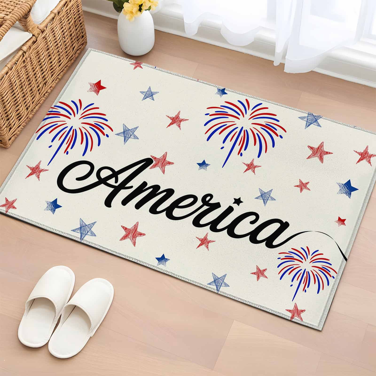 2x3 Ft Entryway Area Rug, American Independence Day Kitchen Rug Runner ...