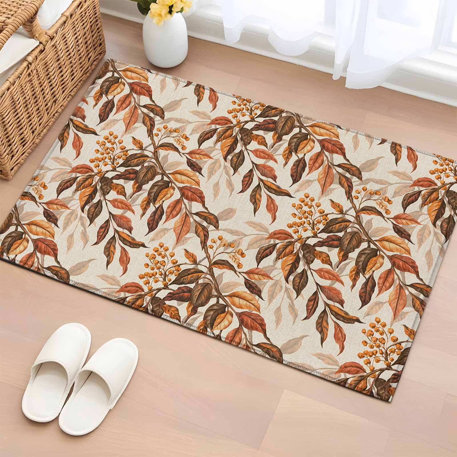 2x3 Ft Entryway Area Rug, Autumn Leaves Kitchen Rug Runner Washable ...