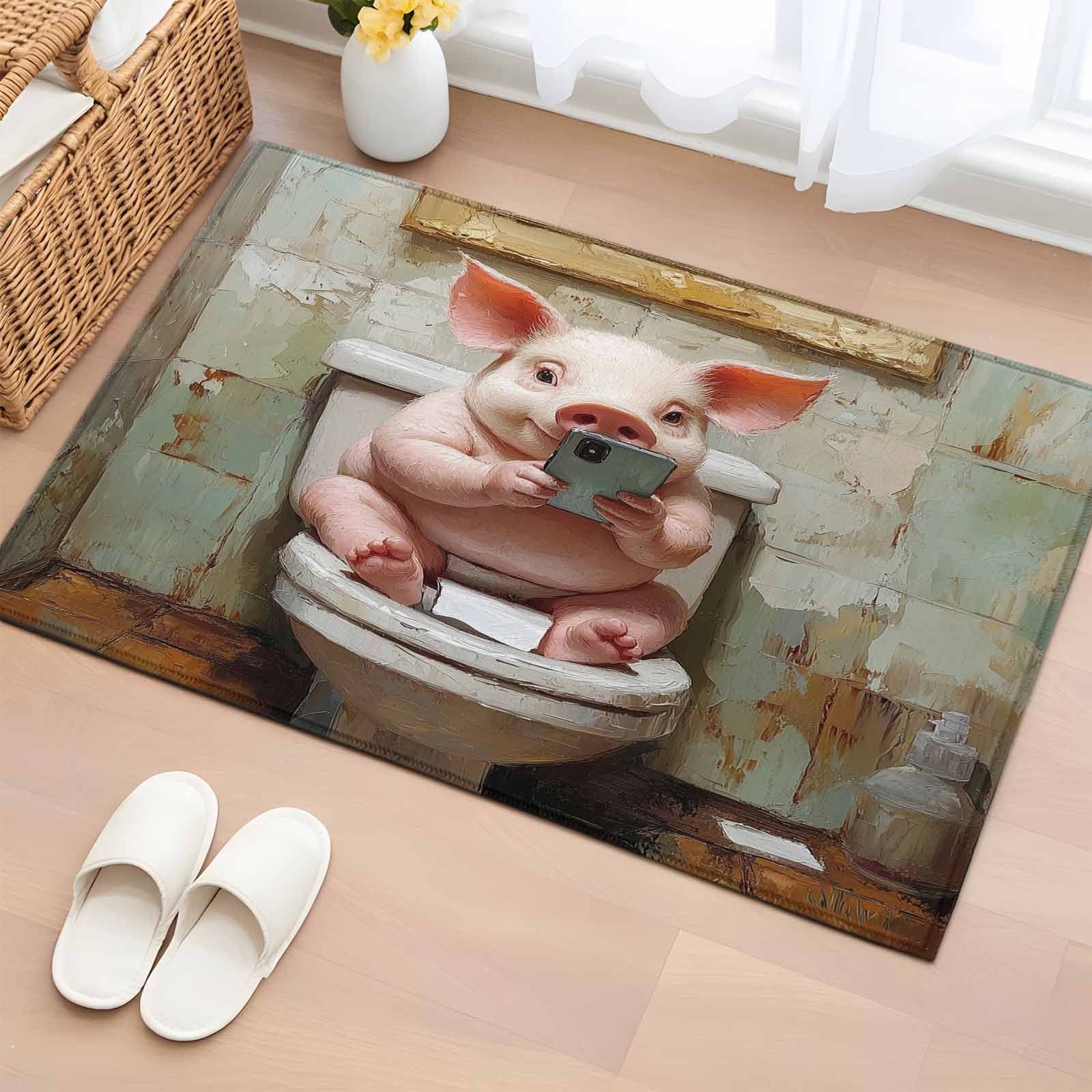 2x3 Ft Entryway Area Rug, Bathroom Pig Kitchen Rug Runner Washable ...