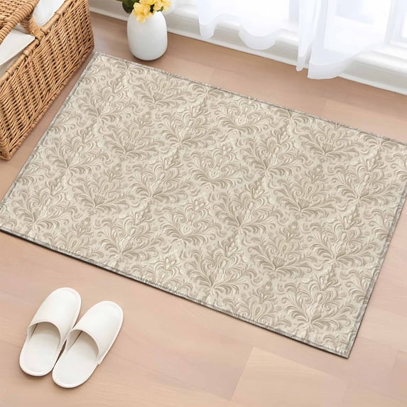 2x3 Ft Entryway Area Rug, Beige Baroque Kitchen Rug Runner Washable ...