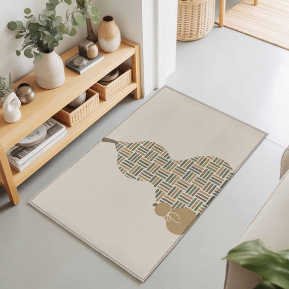 2x3 Ft Entryway Area Rug, Beige Gourd Kitchen Rug Runner Washable Floor ...