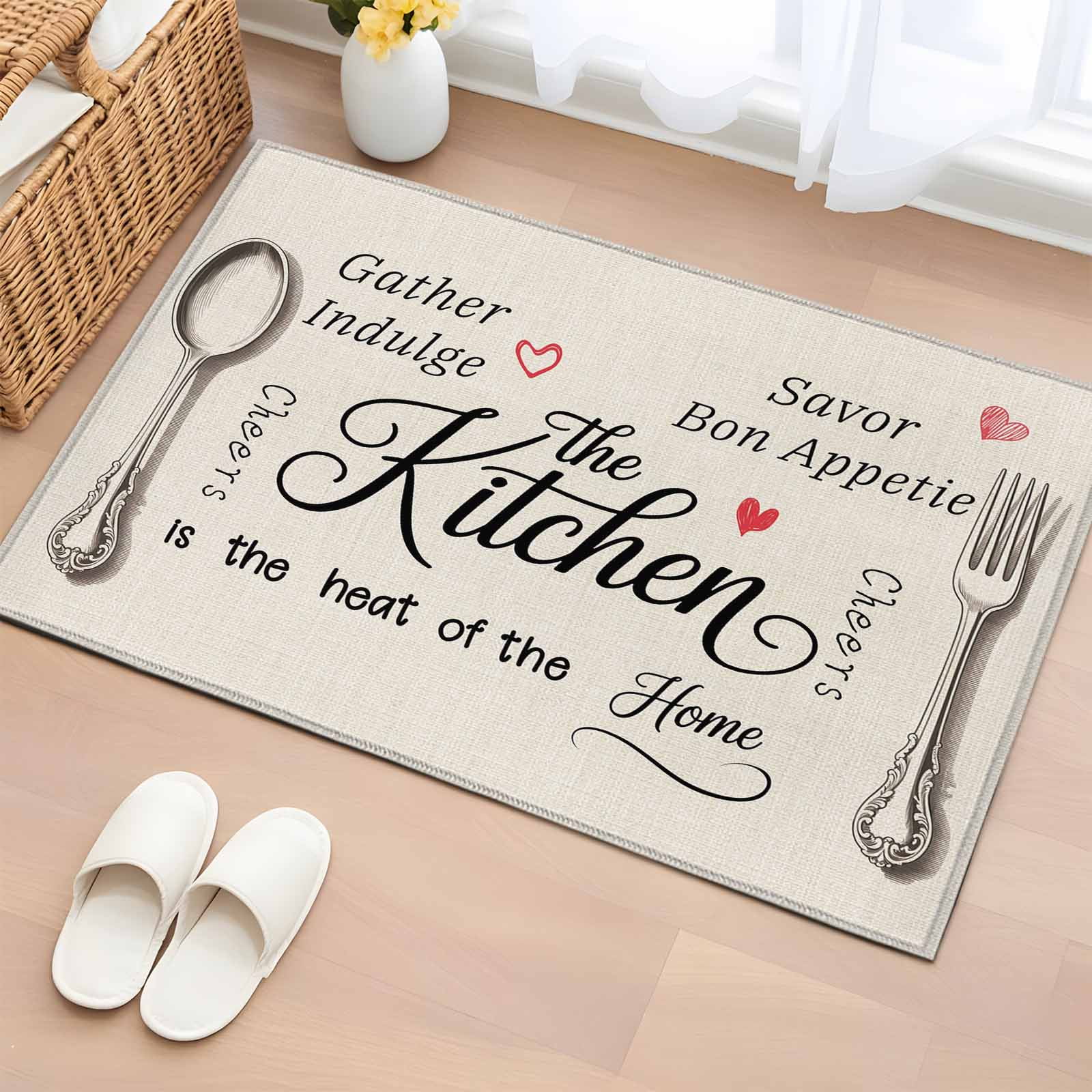 2x3 Ft Entryway Area Rug, Beige Retro Art Kitchen Rug Runner Washable ...