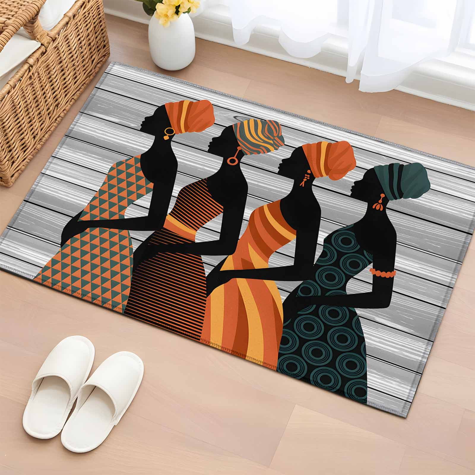 2x3 Ft Entryway Area Rug, Black Female Kitchen Rug Runner Washable ...