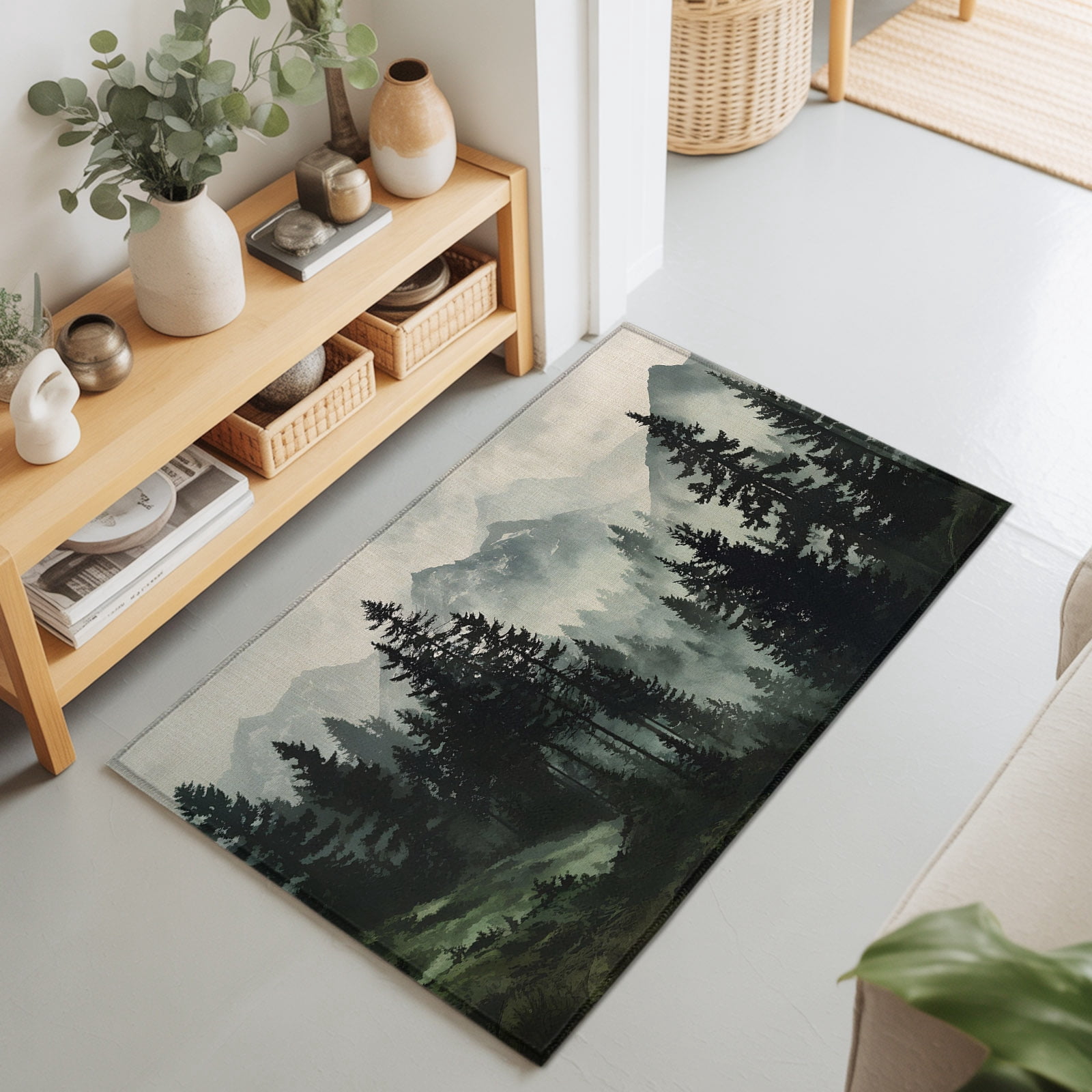 2x3 Ft Entryway Area Rug, Black Forest Kitchen Rug Runner Washable ...