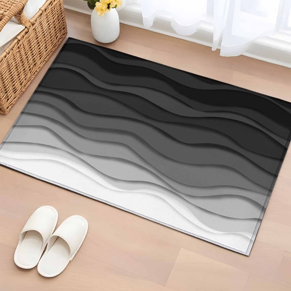 2x3 Ft Entryway Area Rug, Black Ombre Stripes Kitchen Rug Runner ...