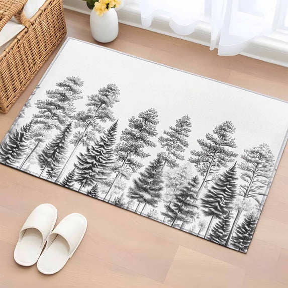 2x3 Ft Entryway Area Rug, Black Pastoral Tree Kitchen Rug Runner ...